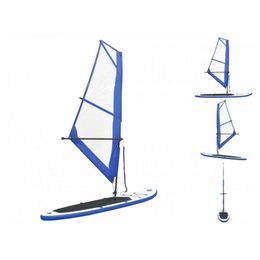 vidaXL Schlauchboot Aufblasbares Stand-Up-Paddleboard Set mit Segel Blau und Weiß
