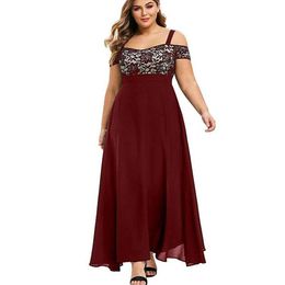 ZWY Abendkleid Plus Size Damen Slip Dress Spitze Freizeitkleid (1-tlg) Chiffon Langes Sommerkleid