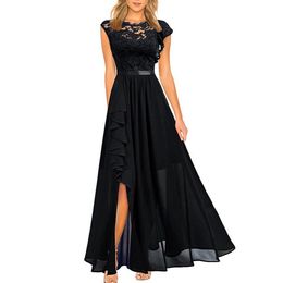 ZWY Abendkleid Damen Elegant cocktailkleid Sommerkleid Spitzenkleid (1-tlg) Chiffon Spitzen Kleid für Hochzeit Party