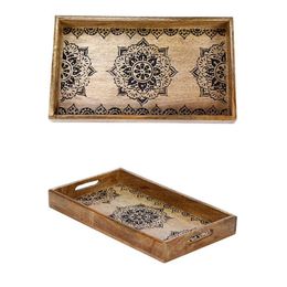 Marrakesch Orient & Mediterran Interior Tablett Orientalisches eckiges Tablett aus Mango Holz Arash 38cm