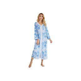 RUZU UG Pyjama Damen Schlafkleid mit Jacquard-Muster