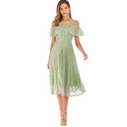 ZWY Abendkleid Damen Elegant cocktailkleid Sommerkleid Spitzenkleid (1-tlg) Off Shoulder Kleid Ballkleid