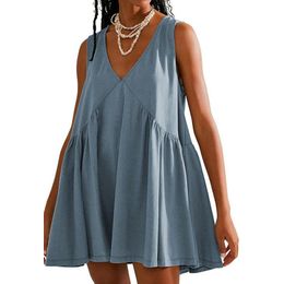 BlauWave Dirndl Kleid mit plissiertem V-Ausschnitt (Bequeme Passform