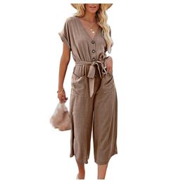 AFAZ New Trading UG Jumpsuit Damen-Overall mit lockerem V-Ausschnitt für Frühling und Sommer