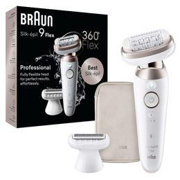 Braun Epilierer Silk-epil 9 Flex 9-030 3D SensoSmart Wet & Dry Epilierer weiß/rosegold