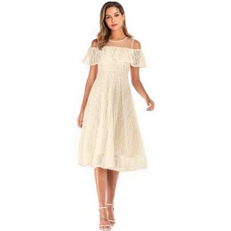 ZWY Abendkleid Damen Partykleid Bankett Kleid Hochzeitskleid Spitzenkleid (1-tlg) Off Shoulder Kleid Ballkleid