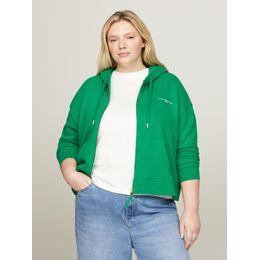 Kapuzensweatshirt Tommy Hilfiger Curve "CRV 1985 REG MINI CORP ZP HOODIE" Gr. 50, grün (olympic green) Damen Sweatshirts -jacken