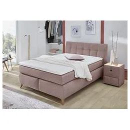 Boxspringbett JOCKENHÖFER GRUPPE "Nicola" Komplettbetten Gr. Strukturstoff, Liegefläche B/L: 140cm x 200cm, H2, Bonnell-Federkernmatratze, rosa (rosé 369/05) Boxspringbett mit Topper