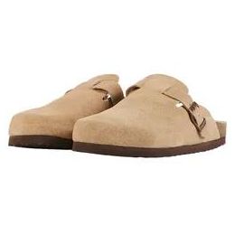 Tom Tailor Damen Pantolette aus Wildleder, beige, Uni, Gr. 37