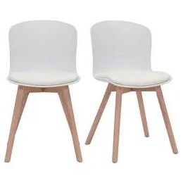 Miliboo Stühle in Weiß mit hellem Holz (2er-Set) ARISTA
