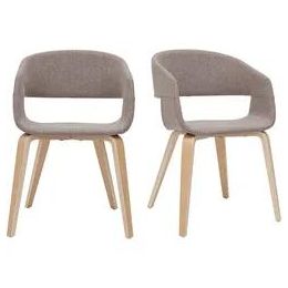 Miliboo Design-Stühle aus taupefarbenem Stoff mit hellen Holzbeinen (2er-Set) SLAM