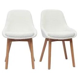 Miliboo Skandinavische Stühle aus Stoff mit Wolleffekt und hellem, massivem Eichenholz (2er-Set) HOLO