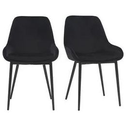 Miliboo Stühle aus schwarzem Samt schwarzes Metallgestell 2er-Set HOLO