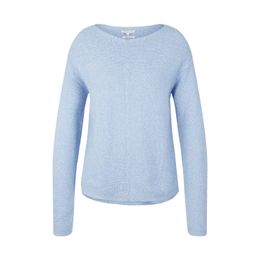 Tom Tailor Damen Strickpullover in Melange-Optik, blau, Melange Optik, Gr. XL