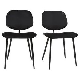 Miliboo Stühle TOBIAS aus schwarzem Samt und schwarz lackiertes Metall 2er-Set TOBIAS
