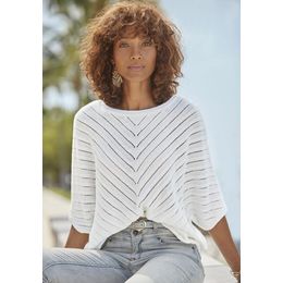 Lascana Ajourpullover weiß Gr. 32/34 für Damen. Mit Rundhals. Figurumspielend. Nachhaltig.