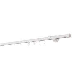 ONDECO Gardinenstange auf Maß Innenlauf 20mm Cap 1-lauf Wandträger 6,5cm mit Gleiter Größe: 250cm, Farbvariante: Weiß
