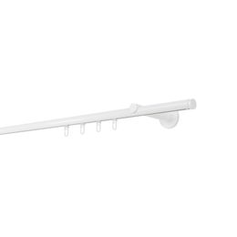ONDECO Gardinenstange auf Maß Innenlauf 20mm Match 1-lauf Wandträger 12cm mit Gleiter Farbe: Weiß, Größe: 100cm