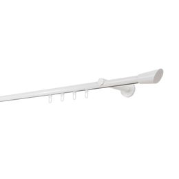 ONDECO Gardinenstange auf Maß Innenlauf 20mm Rag 1-lauf Wandträger 12cm mit Gleiter Farbe: Weiß, Größe: 380cm