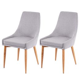 2er-Set Esszimmerstuhl MCW-B44 II, Stuhl K&uuml;chenstuhl Retro Design ~ Stoff/Textil grau