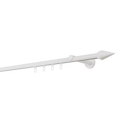ONDECO Gardinenstange auf Maß Innenlauf 20mm Kegel 1-lauf Wandträger 12cm mit Gleiter Farbe: Weiß, Größe: 360cm