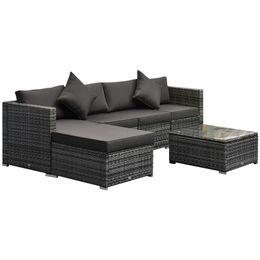 Outsunny Gartenmöbel Set mit Kissen grau 68L x 68T x 64H cm