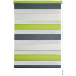 ONDECO Doppelrollo Just Triple Klemmfix Seitenzugrollo Blickdicht Klemmfix Farbe: Green-Grau, Größe: 90x160 cm