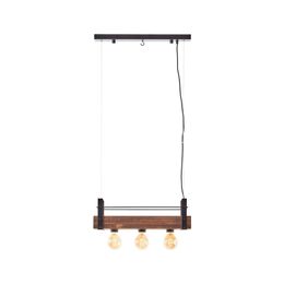 Brilliant Lampe, Bankwood Pendelleuchte 3flg schwarz stahl/holz, 3x A60, E27, 28W, Holz aus nachhaltiger Waldwirtschaft (FSC)