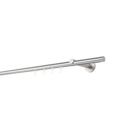 ONDECO Gardinenstange auf Ma&szlig; Innenlauf 20mm Match 1-lauf Wandtr&auml;ger 12cm mit Gleiter Farbe: Edelstahl-Optik, Gr&ouml;&szlig;e: 380cm