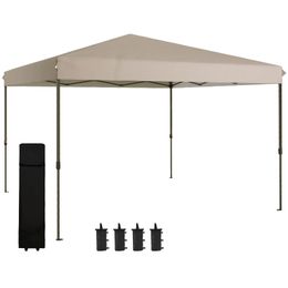 Outsunny Pavillon mit Transporttasche auf Rädern beige 360L x 360B x 305H cm