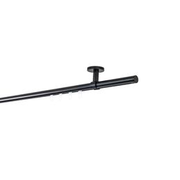 ONDECO Gardinenstange auf Ma&szlig; Innenlauf 20mm Match 1-lauf Deckentr&auml;ger 4cm mit Gleiter Farbe: Schwarz, Gr&ouml;&szlig;e: 370cm