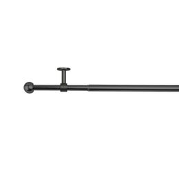 ONDECO Gardinenstange ausziehbar 1-lauf Deckenmontage Endstück Kugel 16/19 mm Edelstahl-optik Farbe: Schwarz, Größe: 160-280 cm