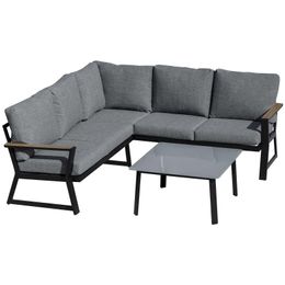 Outsunny Gartenmöbel Set mit Sitzkissen grau 205L x 72B x 73,5H cm