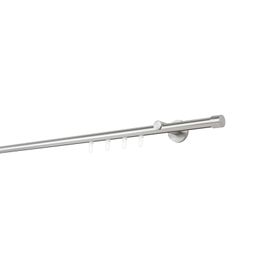 ONDECO Gardinenstange auf Ma&szlig; Innenlauf 20mm Cap 1-lauf Wandtr&auml;ger 6,5cm mit Gleiter Gr&ouml;&szlig;e: 360cm, Farbvariante: Edelstahl-Optik