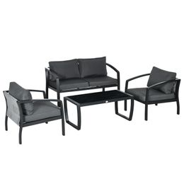 Outsunny Gartenmöbel-Set mit Sitzkissen schwarz, grau 123L x 68,5B x 61H cm