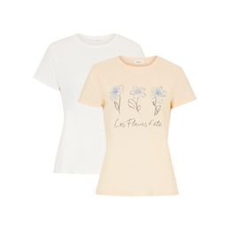 bonprix Basic T-Shirt mit Druck (2er Pack)