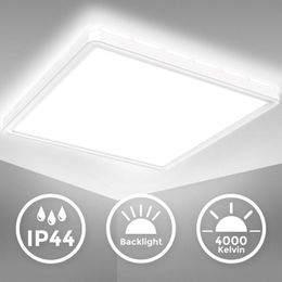 B.K.LICHT - led Bad-Lampe Decken-Leuchte Backlight-Panel IP44 29cm flach 18W weiß Küche Büro