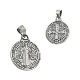 Gallay Kettenanhänger 14mm religiöse Medaille Sankt Benedikt Silber 925 (1-tlg)