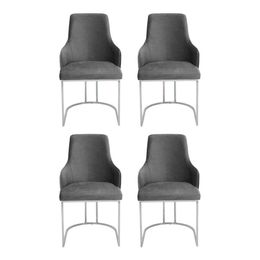 JVmoebel Esszimmerstuhl Grauer Stuhl-Set Esszimmerstühle Luxuriöse Sitzmöbel Küchen Möbel 4tlg (4 St)