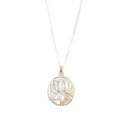 Crystal and Sage Jewelry Kette mit Anhänger Lotusblume Halskette mit Regenbogen Mondstein 925er Sterling Silber