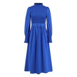 RUZU UG Midikleid Damen A-Linien-Kleid Plisseekleid Freizeitkleid Langärmeliges Kleid (1-tlg)