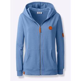 Shirtjacke Casual Looks "Sweatjacke" Gr. 42, blau (mittelblau) Damen Shirts Jersey