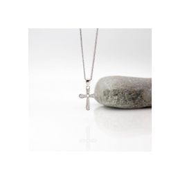 ELLAWIL Kreuzkette Silberkette mit Kreuz Anhänger Kreuzanhänger mit Strasssteinen (Kettenlänge 45 cm