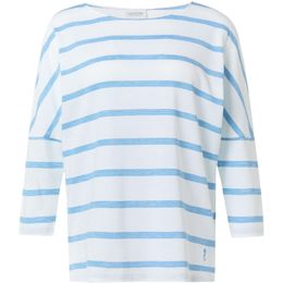 comma, CASUAL IDENTITY T-Shirt, 3/4-Arm, Logostickerei, für Damen, blau, 36