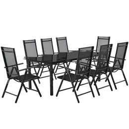 Juskys Garten-Essgruppe Milano, , 8 Gartenstühlen plus Tisch - Stühle klappbar u...
