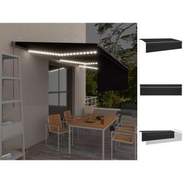 vidaXL Markise Gelenkarmmarkise Einziehbar mit Volant LED 6x3 m Anthrazit Balkon...