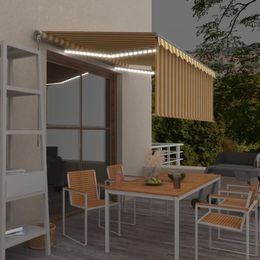 vidaXL Markise Markise Manuell Einziehbar mit Rollo LED 3x2,5m Gelb & Weiß