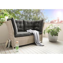 Destiny Gartenlounge-Bank PALMA, Polyrattan, 2 Sitzplätze, inkl. Auflagen