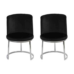 JVmoebel Esszimmerstuhl Schwarzer Designer 2x Stühle mit Edelstahlfüßen Moderne (2 St)