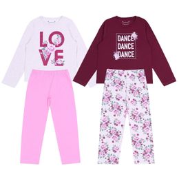 Sarcia.eu Pyjama 2 x Beigefarbig-pinkes Pyjama mit Rosen gemustert 9-10 Jahre